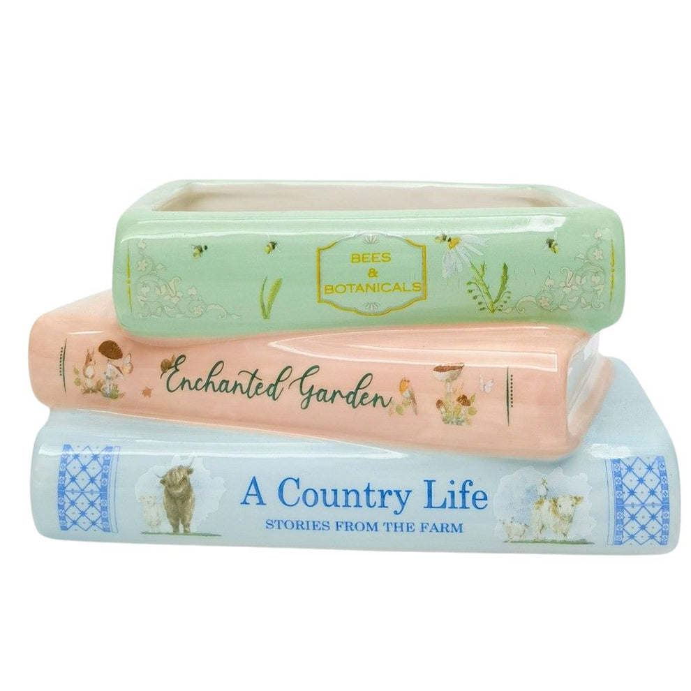 Spring Ceramic Book Stack Planter – The Christmas Nest
